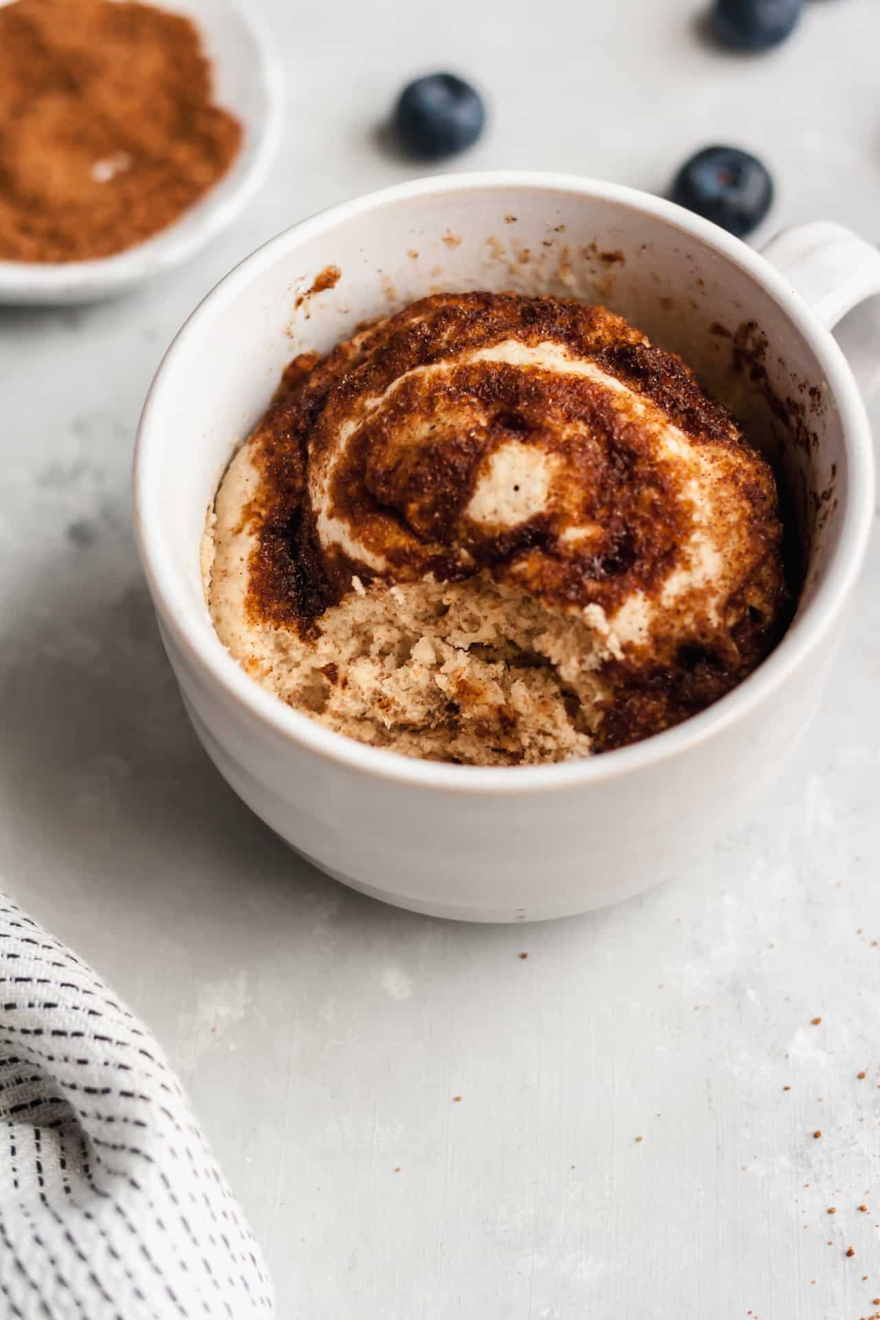 Cinnamon Roll Microwave Mug Cake Recipe - Kim's Cravings