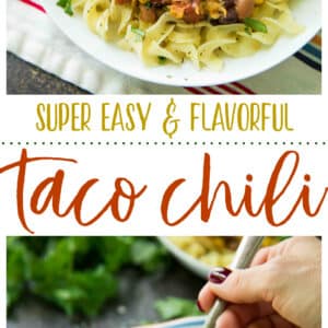 Bison Taco Chili Over Noodles - Kim's Cravings