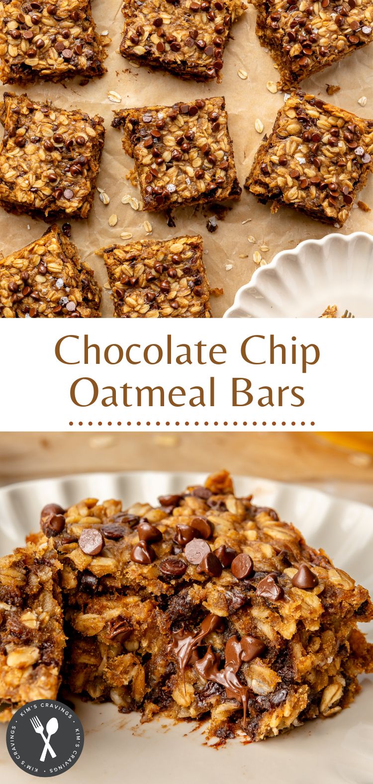 Chocolate Chip Oatmeal Bars - Kim's Cravings