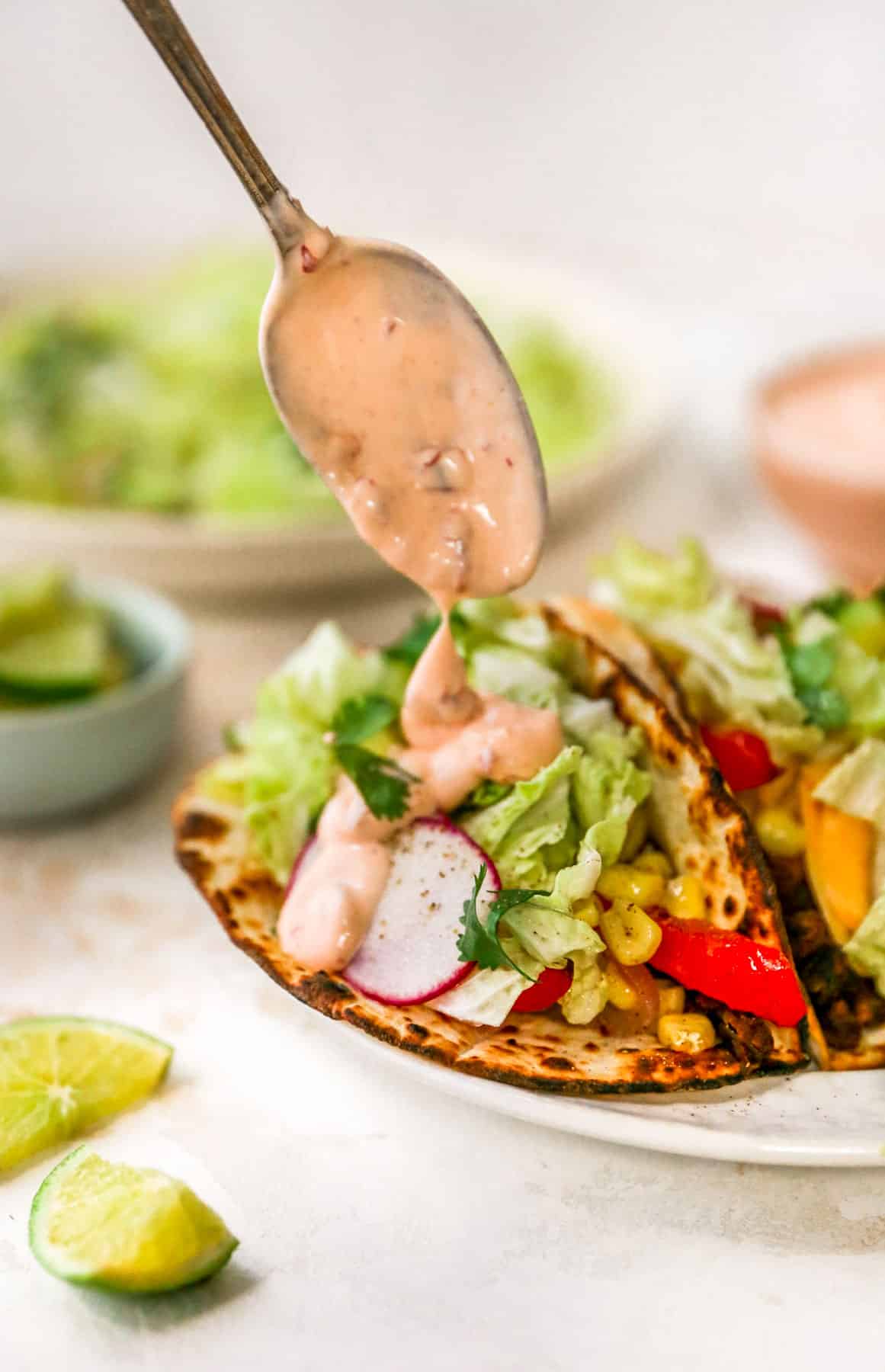 Vegetarian Tacos with Chipotle Sauce - Kim's Cravings