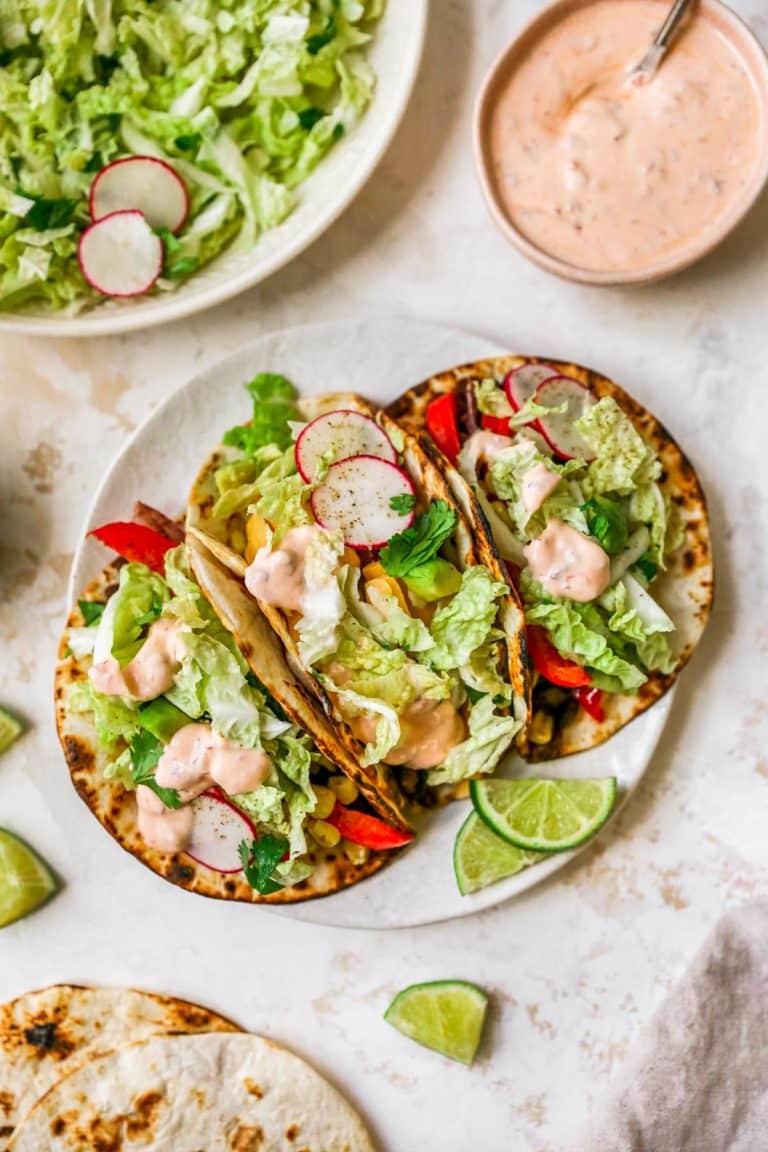 Vegetarian Tacos with Chipotle Sauce - Kim's Cravings
