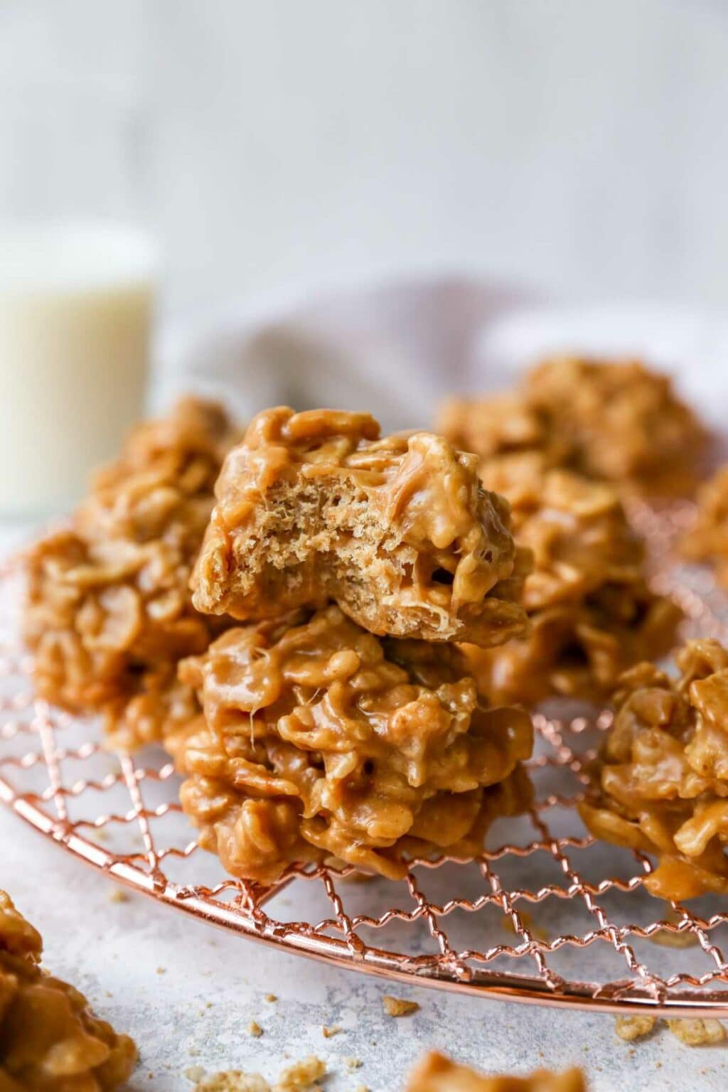 No Bake Peanut Butter Cornflake Cookies (5 ingredients!) - Kim's Cravings